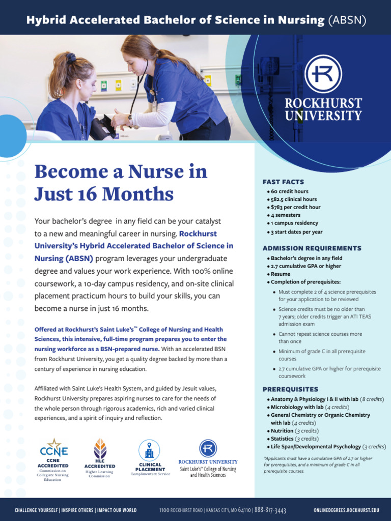 RUO Collateral OneSheet ABSN Dec23 | PDF | Nursing | Course Credit