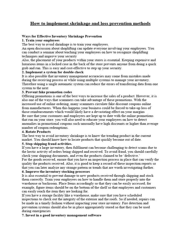 Ways For Effective Inventory Shrinkage Prevention | PDF | Inventory ...