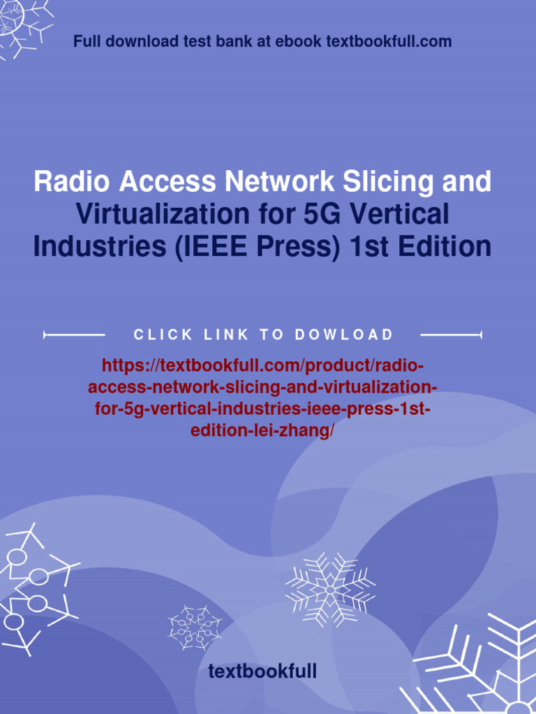 Pdf Radio Access Network Slicing And Virtualization For 5g Vertical Industries Ieee Press 1st