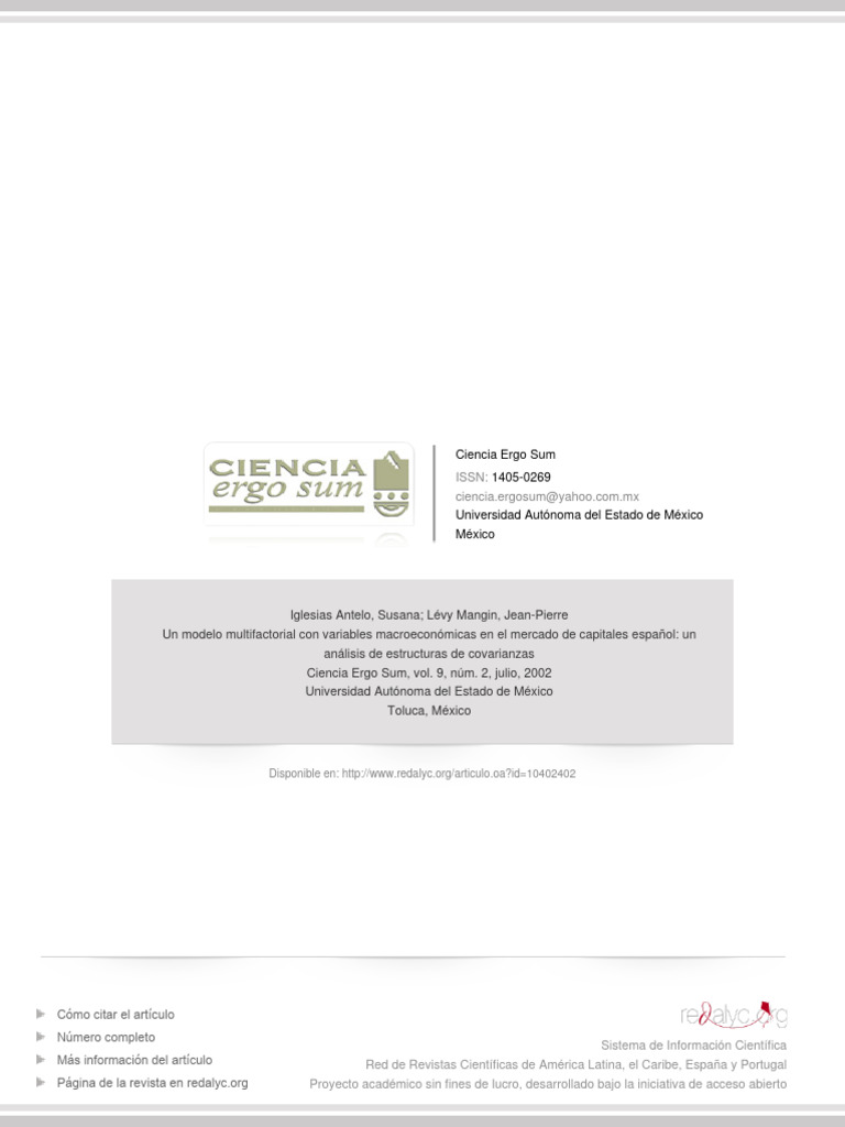 Ciencia Ergo Sum 1405-0269: Issn | PDF | Regresión lineal | Análisis de regresión