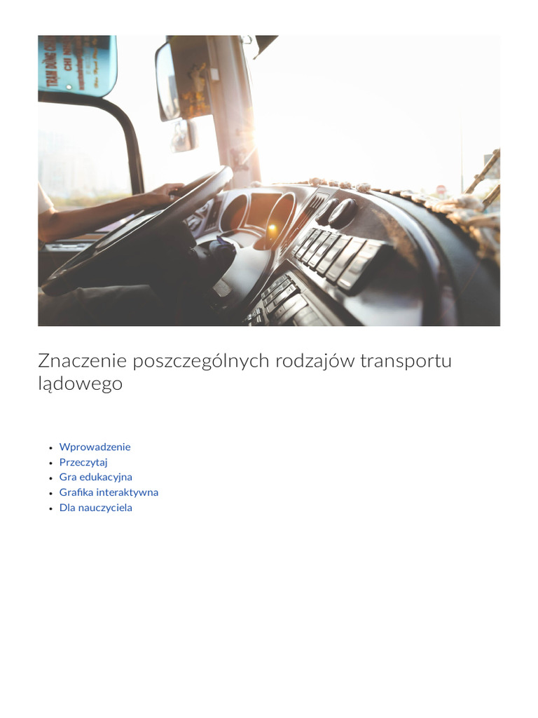 Znaczenie Poszczegolnych Rodzajow Transportu Ladowego | PDF