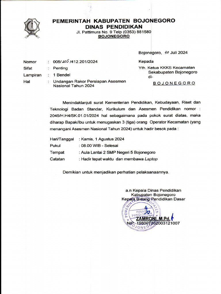 undangan OPK (SD) | PDF