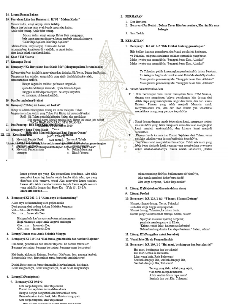 Tata Ibadah Natal STM Nuansa 2019 | PDF