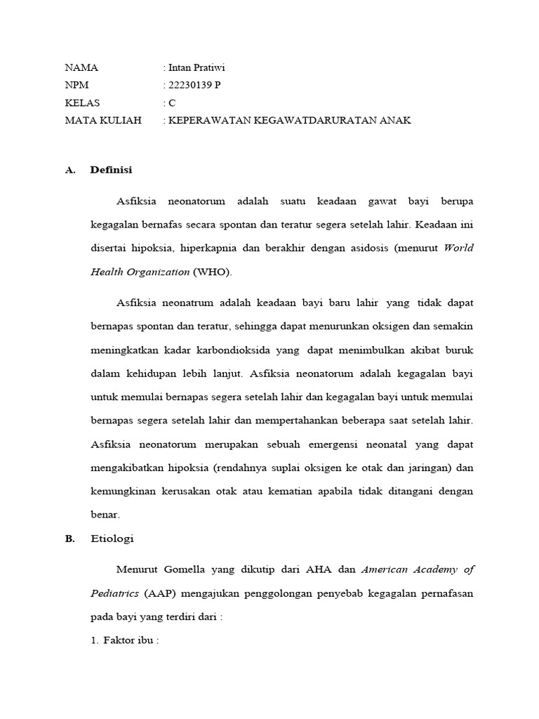 Kep. Gadar Anak - Asfiksia | PDF | Pengembangan Diri | Sains & Matematika
