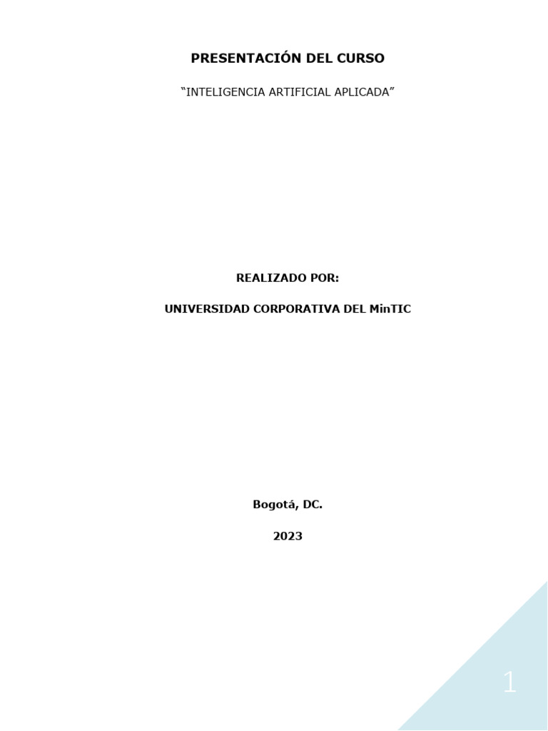Curso de IA Aplicada en MinTIC | PDF | Inteligencia artificial ...
