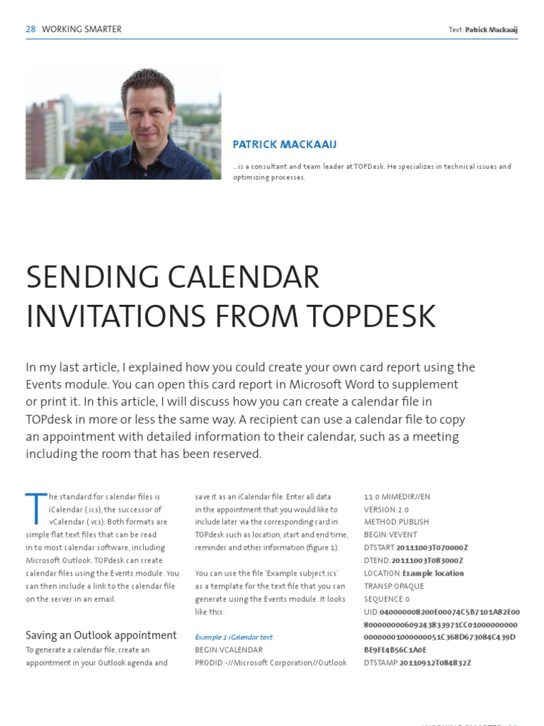 Sending Calendar Invitations From TOPdesk | PDF | Computing | Software