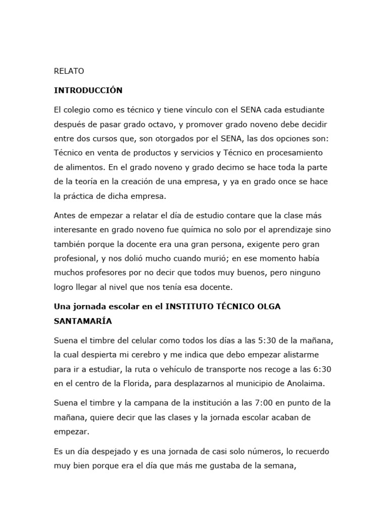 RELATO. Borrador | PDF | Aprendizaje | Maestros