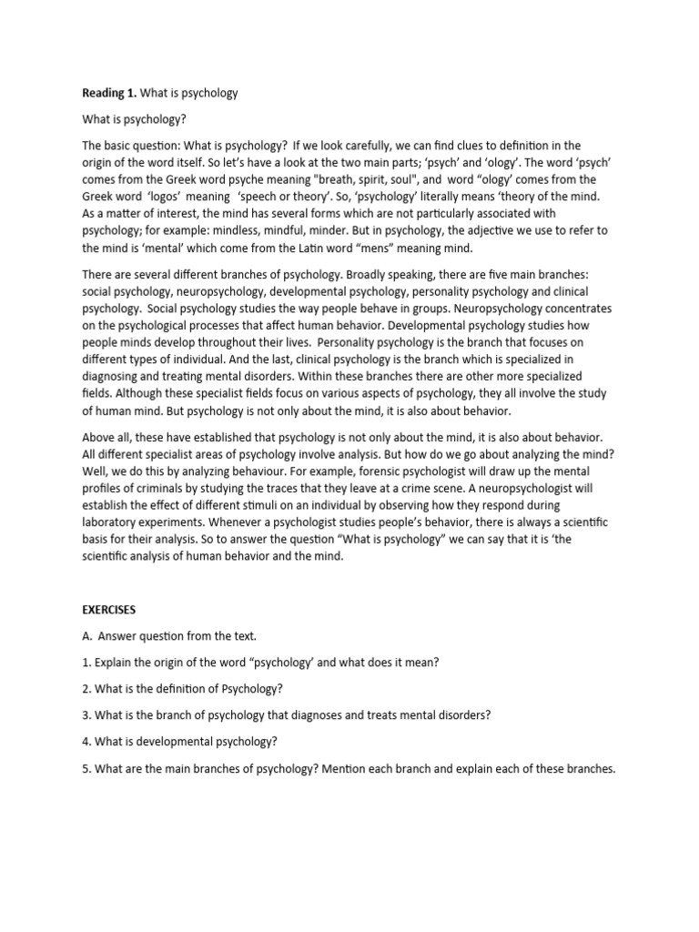 Intro to Psychology Basics | PDF | Psychology | Mind