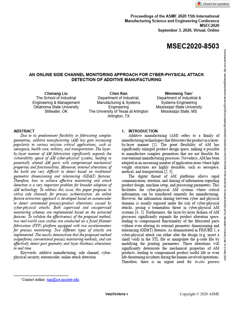 An Online Side Channel Monitoring Approach For Cyber-Physical Attack ...