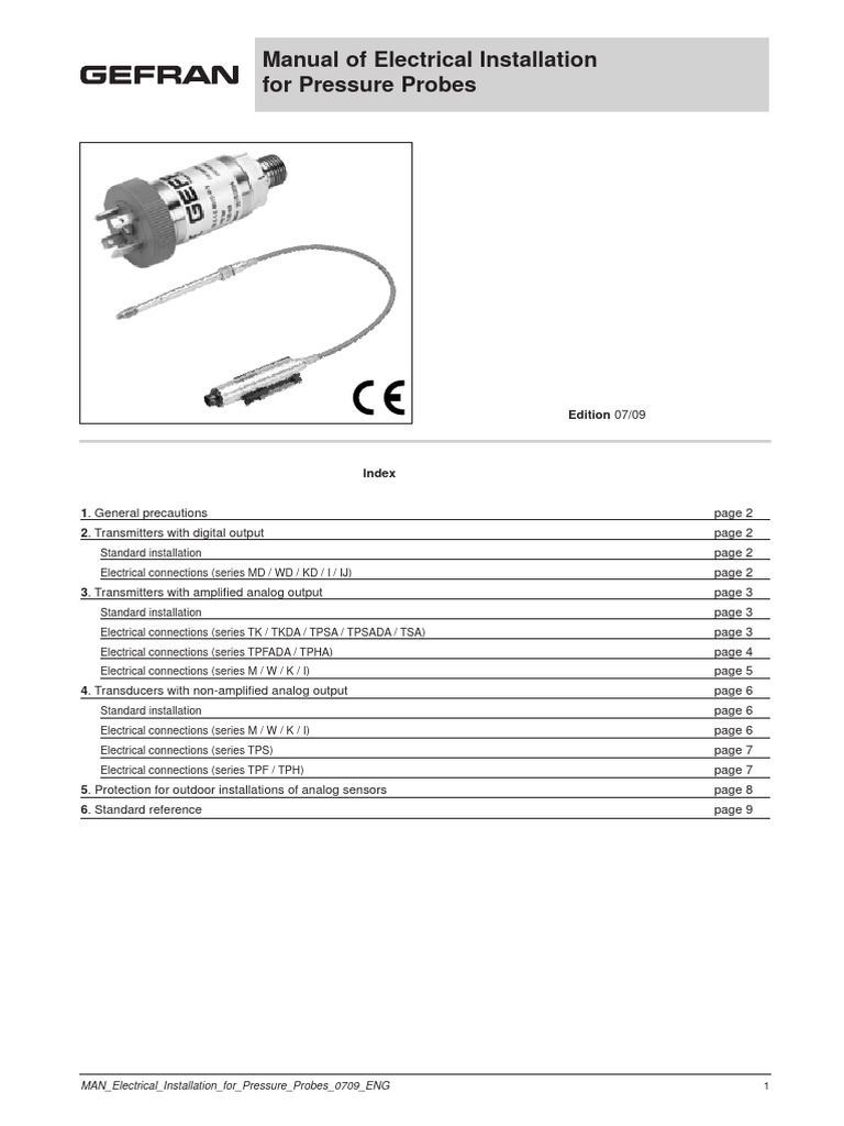 MAN Electrical Installation For Pressure Probes 0709 ENG | PDF | Power ...