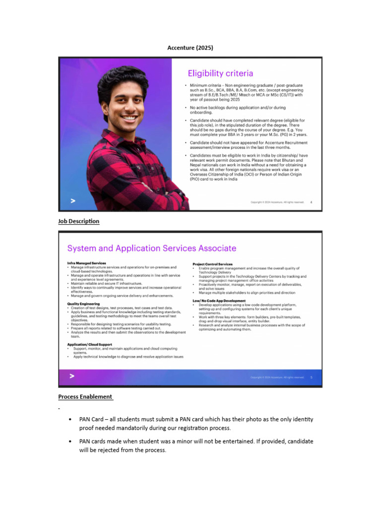 Accenture 2025 PAN Card Requirements | PDF