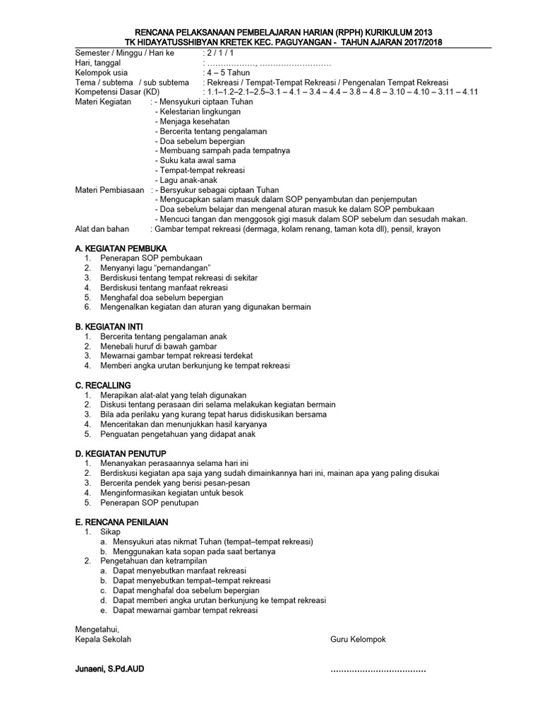 RPPH TK-A Semester 2 | PDF | Karier & Perkembangan
