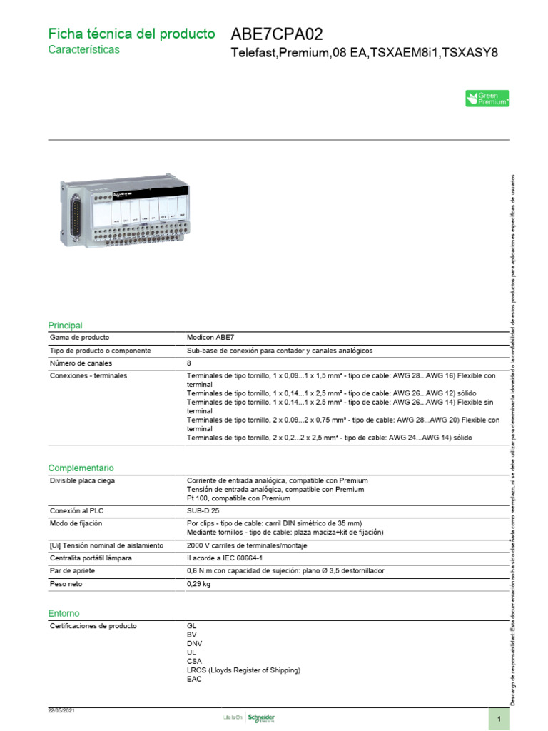 Advantys Telefast ABE 7 - ABE7CPA02 | PDF | Tornillo | Metalurgia