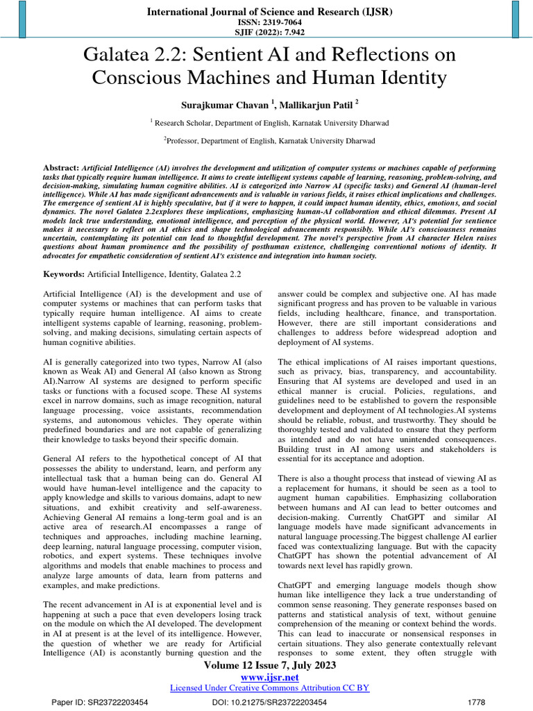 Galatea 2.2: AI, Ethics, and Identity | PDF | Intelligence (AI ...