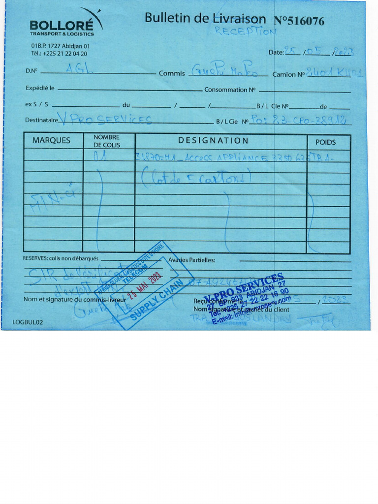 Scan Preuve de Livraison - VPS - 052023 | PDF