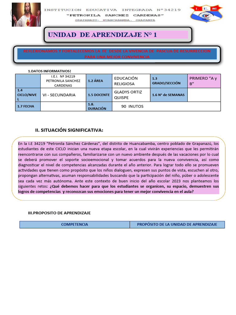 1ro Unidad | PDF | Amor | Aprendizaje