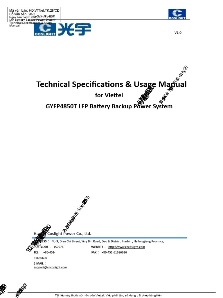 Coslight Gyfp4850t User Manual | PDF | Electrical Engineering | Electricity