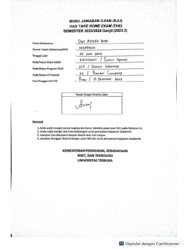 UAS MSIM4201(Sistem Operasi) | PDF