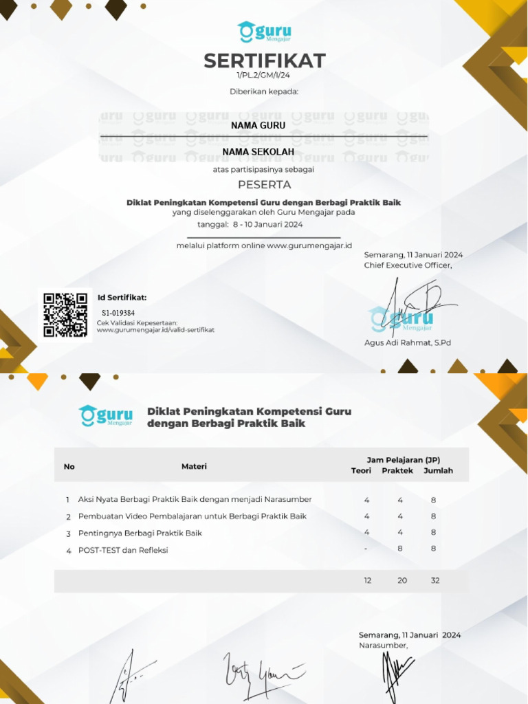 Sertifikat Praktik Baik - Guru Mengajar | PDF
