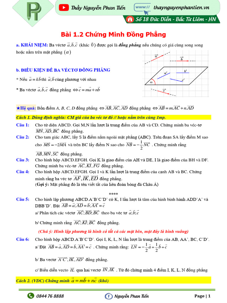 1.2 Chứng Minh 3 Vecto Đồng Phẳng | PDF