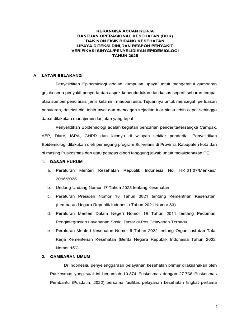 Tor Deteksi Dini 1. Penyelidikan Epidemiologi 2025 | PDF