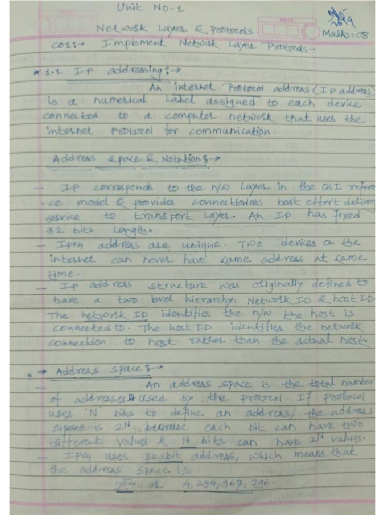 Unit 1.network Layer and Protocols. | PDF