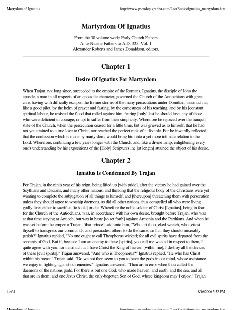 Martydom of Ignatius | PDF | Jesus | Religious Belief And Doctrine
