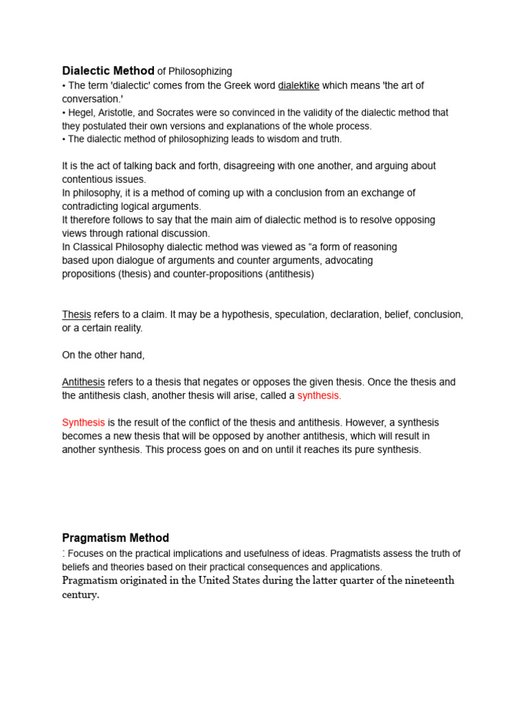 Method of Philosophizing | PDF | Dialectic | Phenomenology (Philosophy)