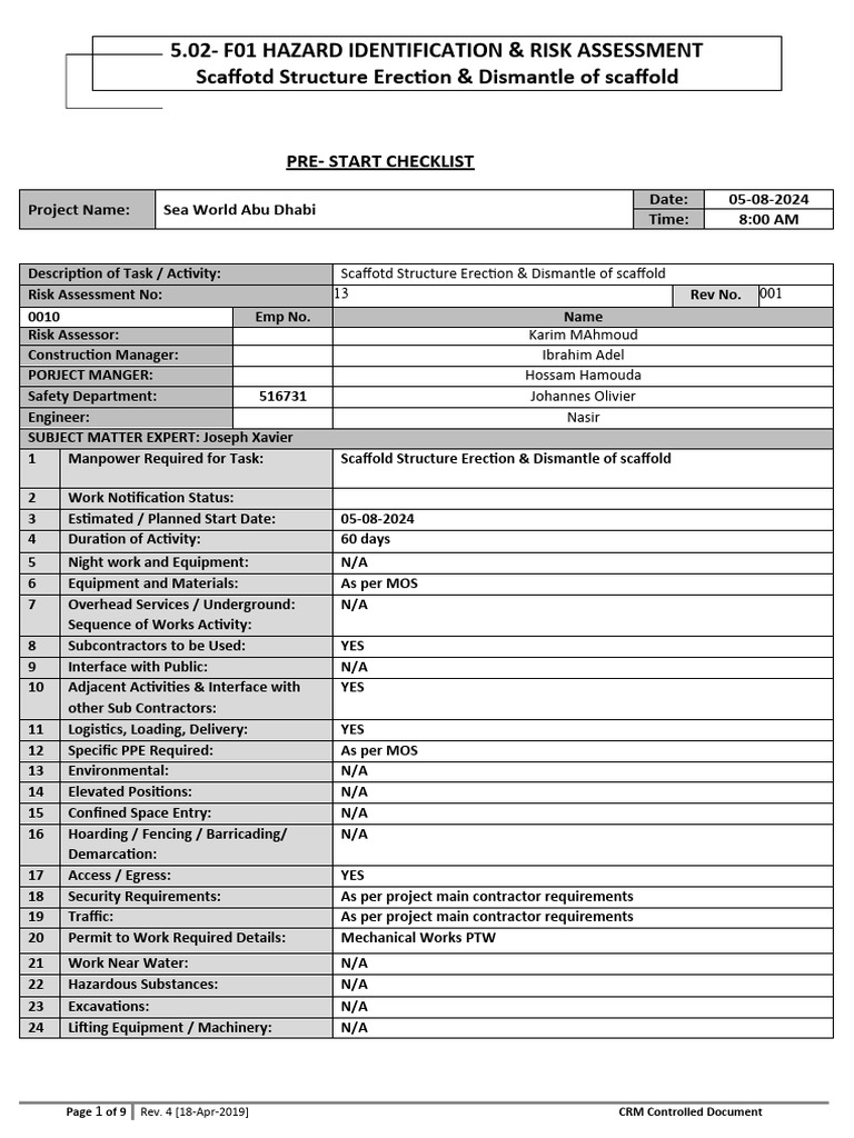 RA-1- Scaffotd Structure Erection & Dismantle of scaffold1111 | PDF ...