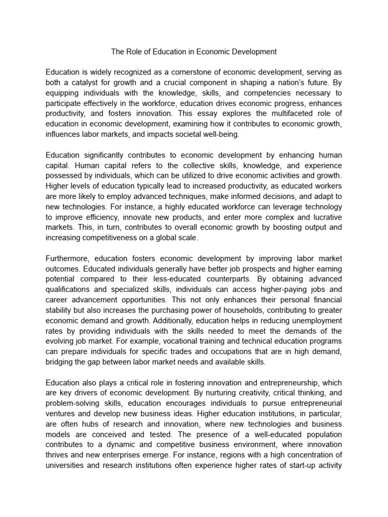 Education: Key to Economic Growth | PDF | Economic Growth | Economic ...