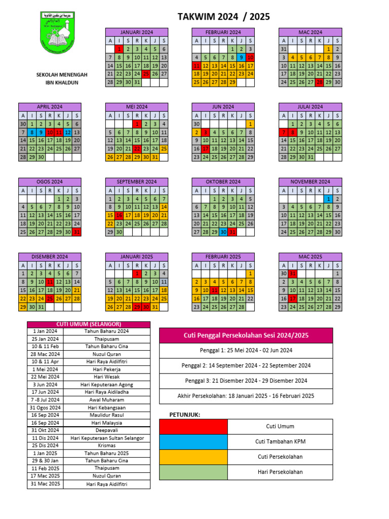 Takwim Cuti Sekolah 2024/2025 | PDF