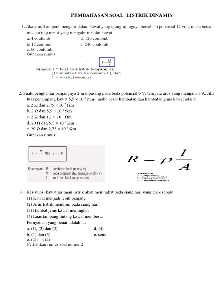 SOAl LATIHAN BAB LISTRIK DINAMIS | PDF | Metode & Bahan Ajar | Sains & Matematika