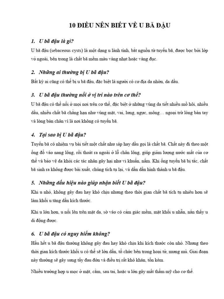 bài viết u bã đậu | PDF