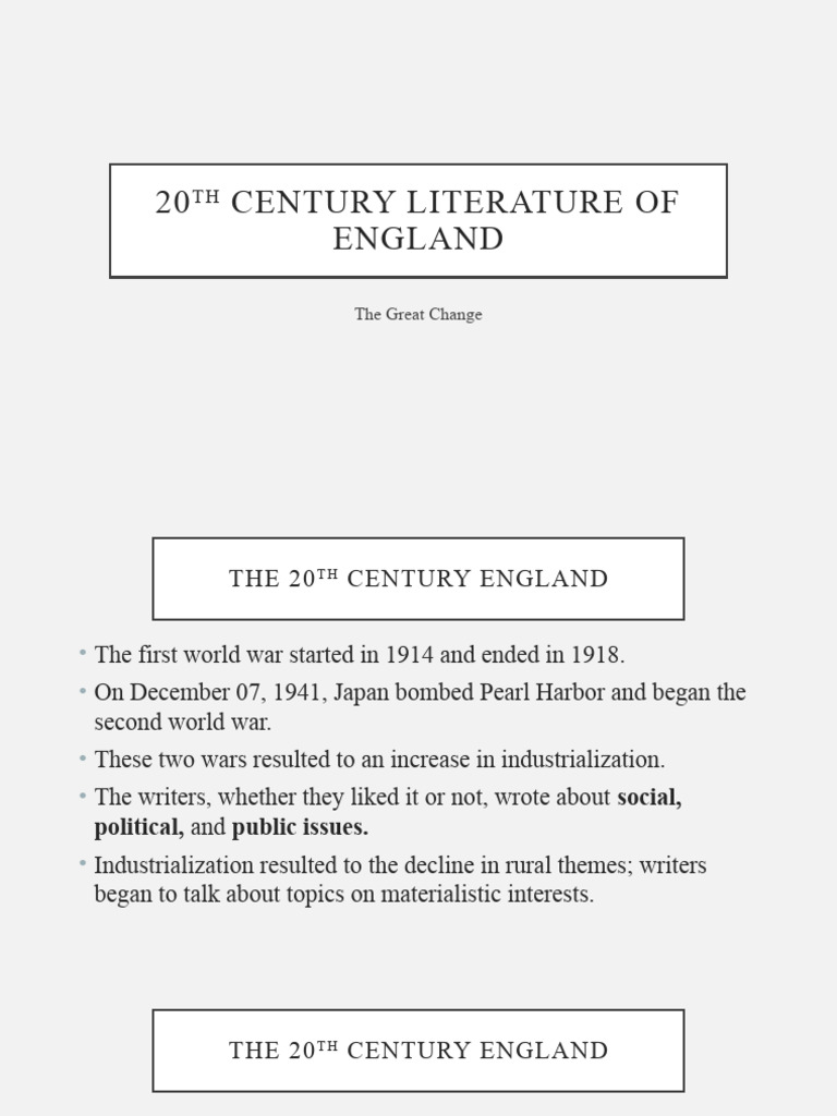 1 20th Century Literature of England | PDF