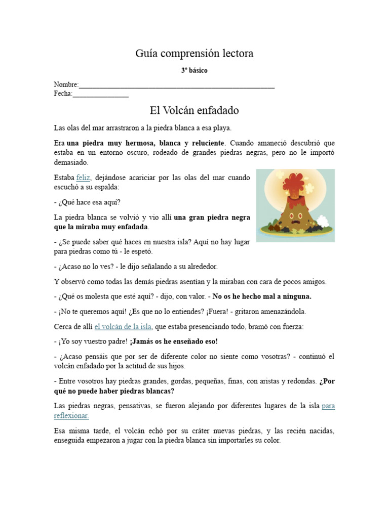 Guía Comprensión Lectora Tercero Basico 30-7 | PDF