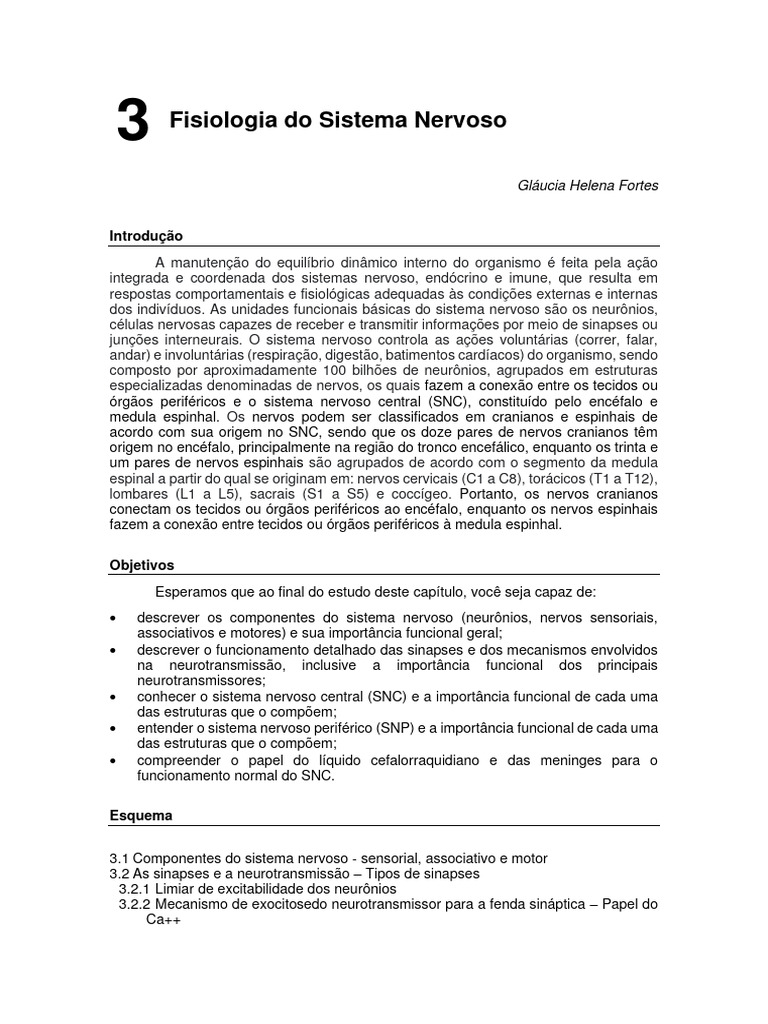 CAP TULO 3 Fisiologia Do Sistema Nervoso Formatado | PDF | Sinapse | Potencial pós-sináptico ...