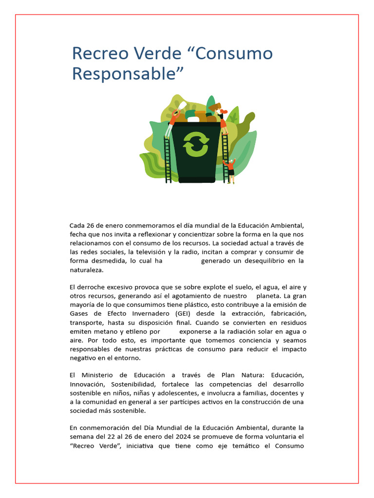 Recreo Verde Consumo - Responsable | PDF | Ciencia y matemáticas ...