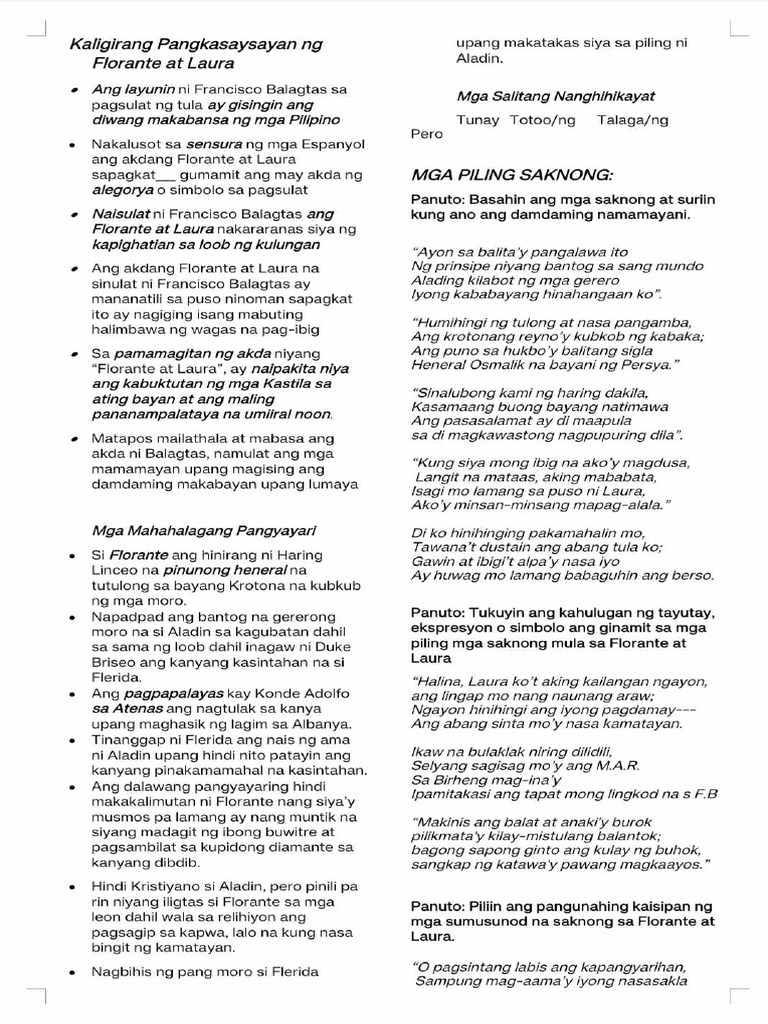 Filipino Reviewer gr8 | PDF