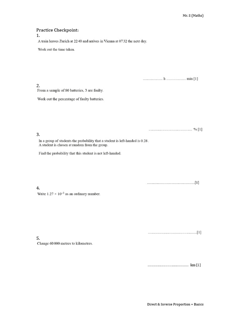 Direct & Inverse Proportion + Basics | PDF