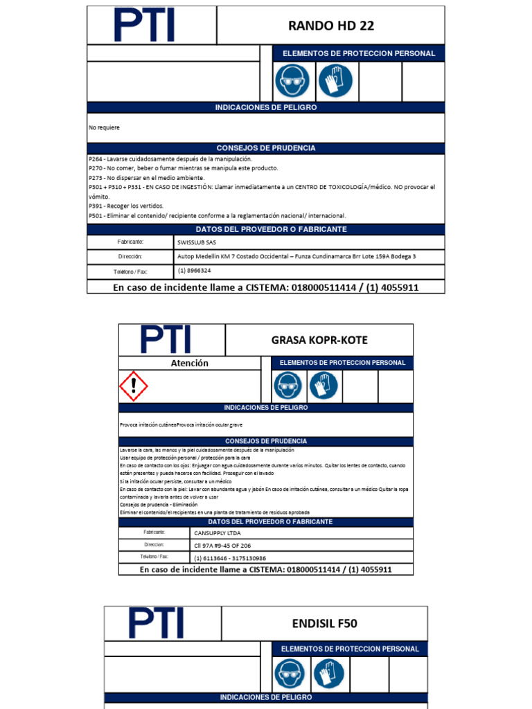 Etiquetas Pti | PDF | Agua
