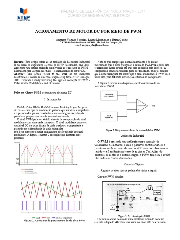 Aplicação do PWM para Controle de Velocidade de um Motor DC através de ...