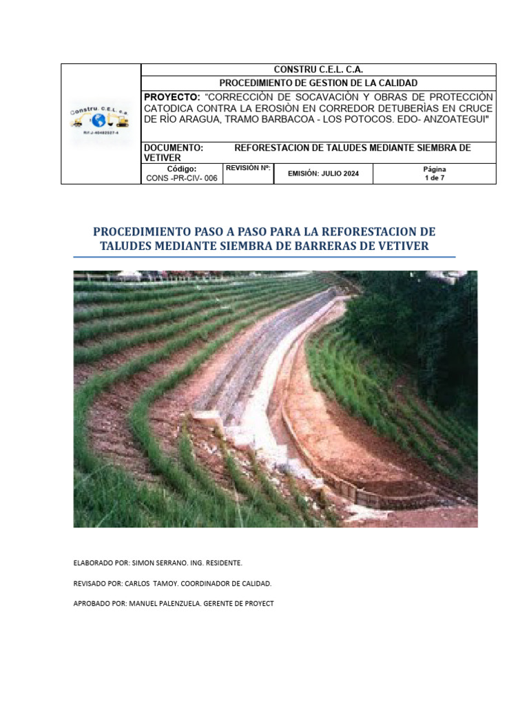 Reforestación de Taludes con Vetiver | PDF | Suelo | Fertilizante
