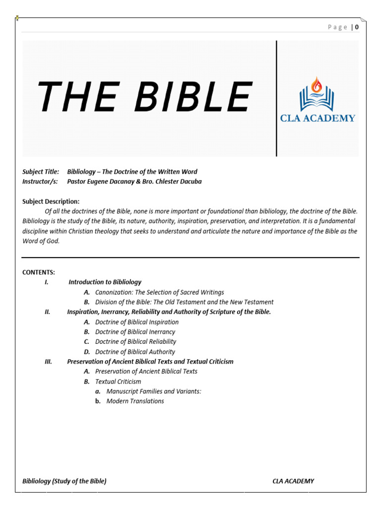 Bibliology - English Module | PDF | Bible | Biblical Inerrancy