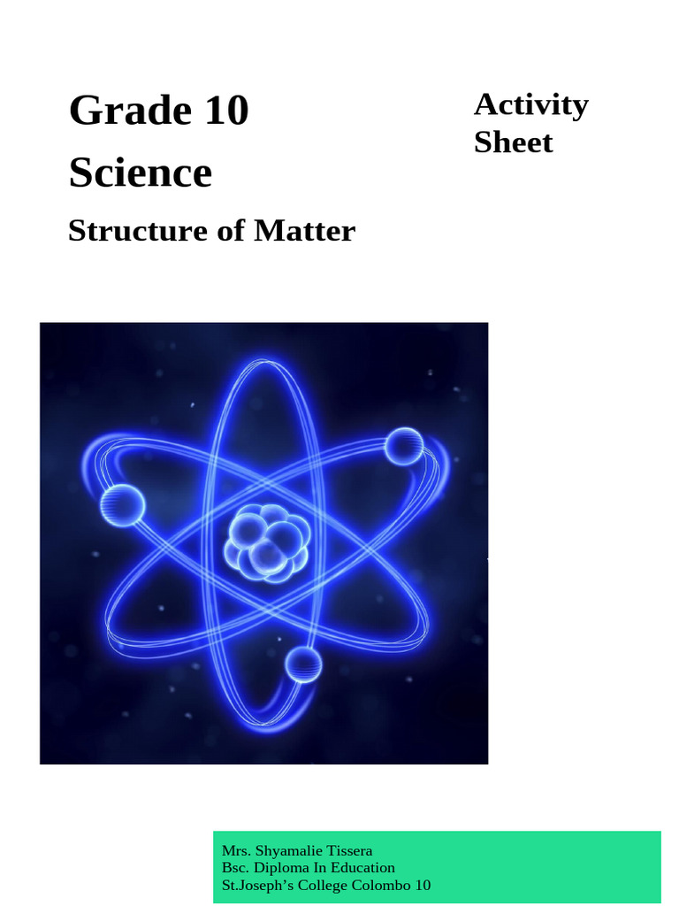 Structure of Matter - Activity Sheet (1) | PDF