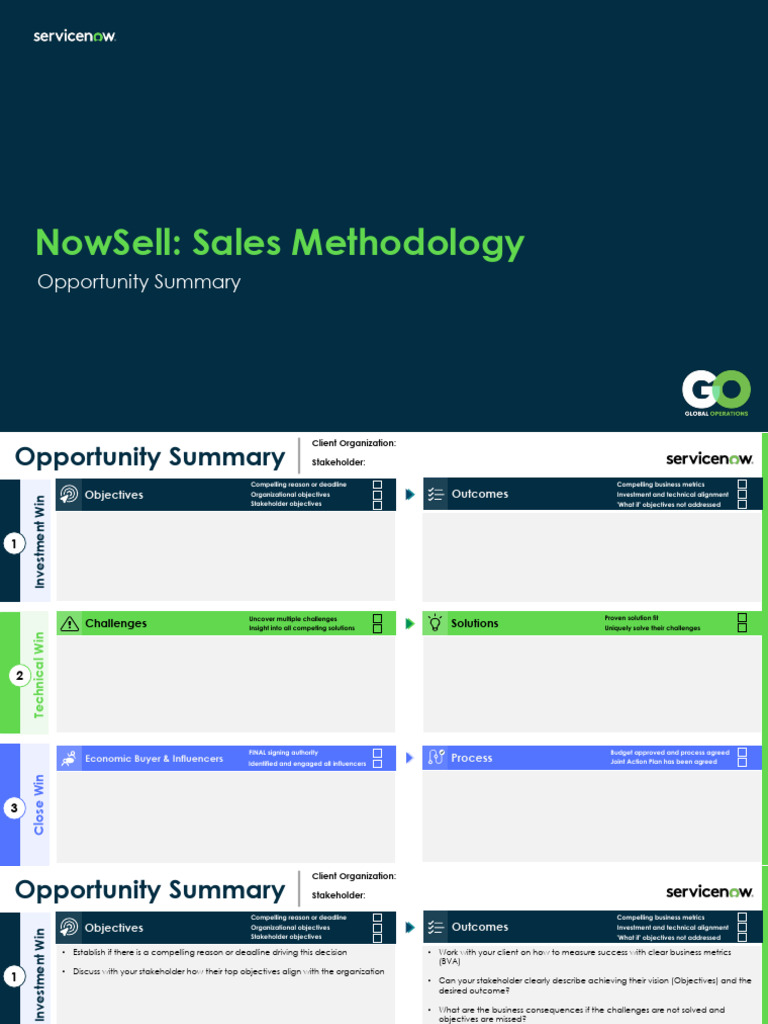 Opportunity Summary Template - NowSell | PDF | Employment | Insight