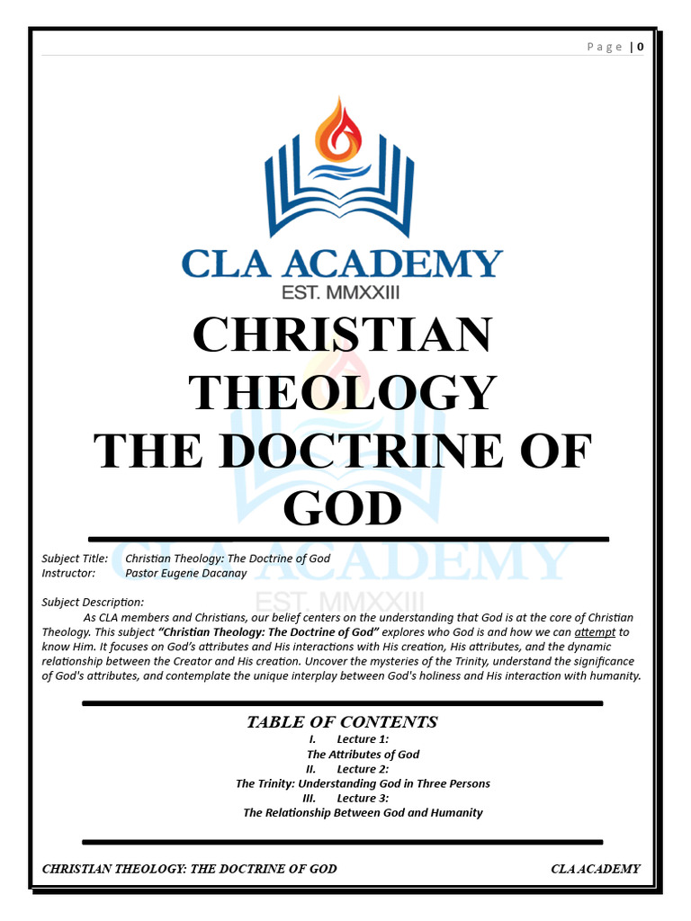 Christian Theology - Doctrine of God Lectures | PDF | Trinity | God