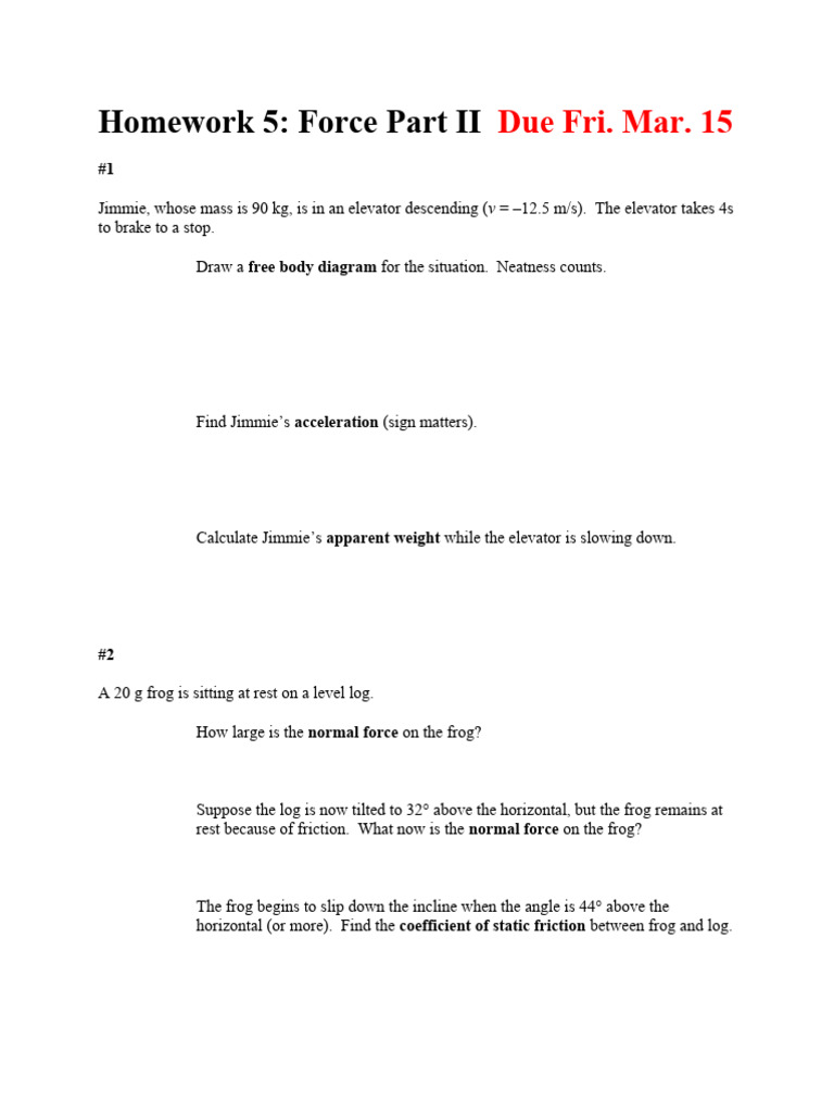 Homework 5 Force Part Two | PDF | Science & Mathematics