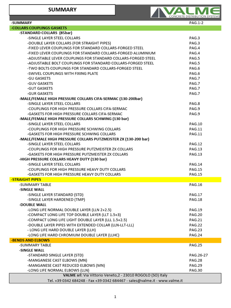 Valme Srl Couplings and Gaskets Overview | PDF | Pipe (Fluid Conveyance ...