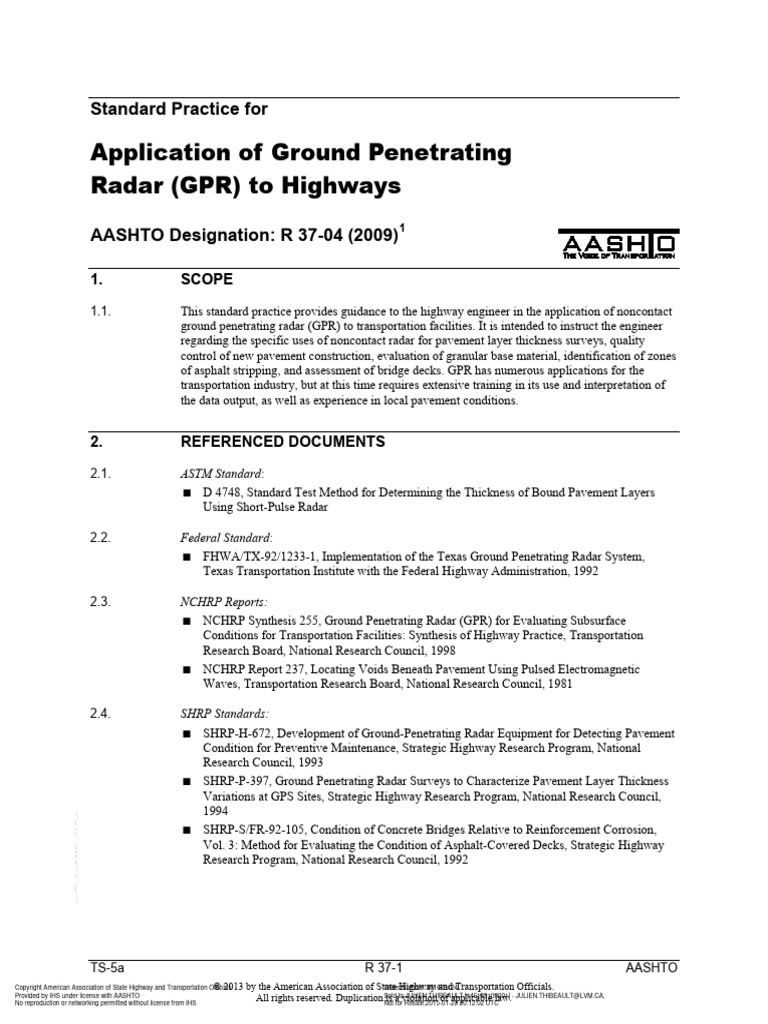 AASHTO R 37 Application of Ground Penetrating To Highways | PDF | Waves ...