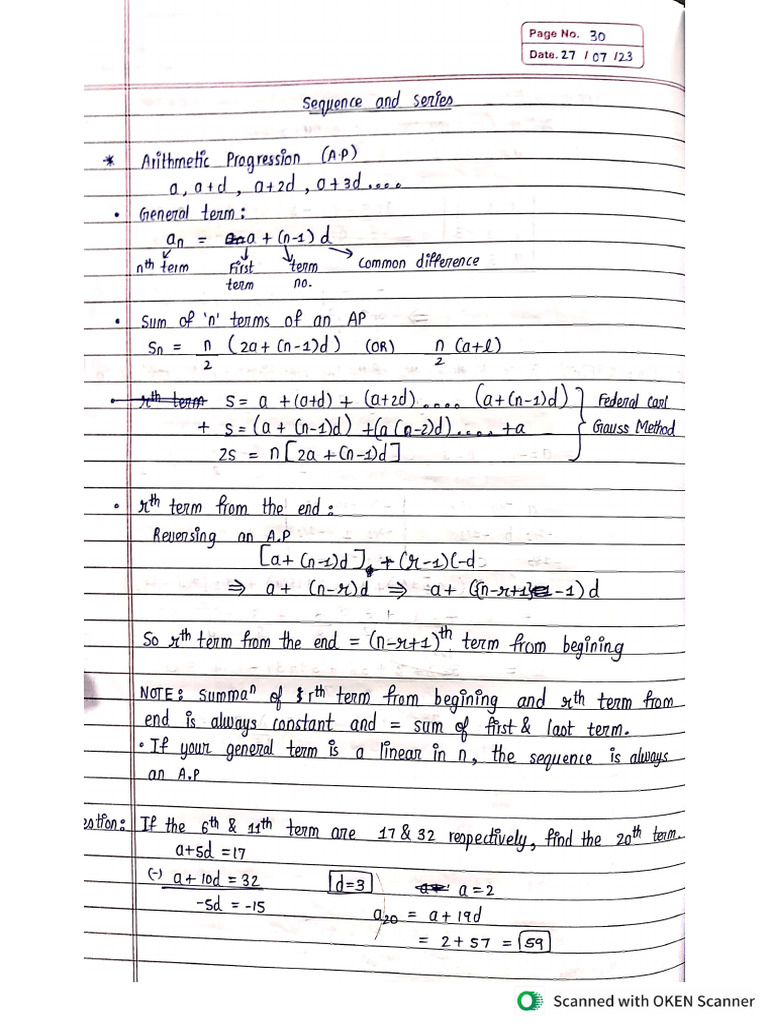 Mathematics Sequence and Series Allen | PDF